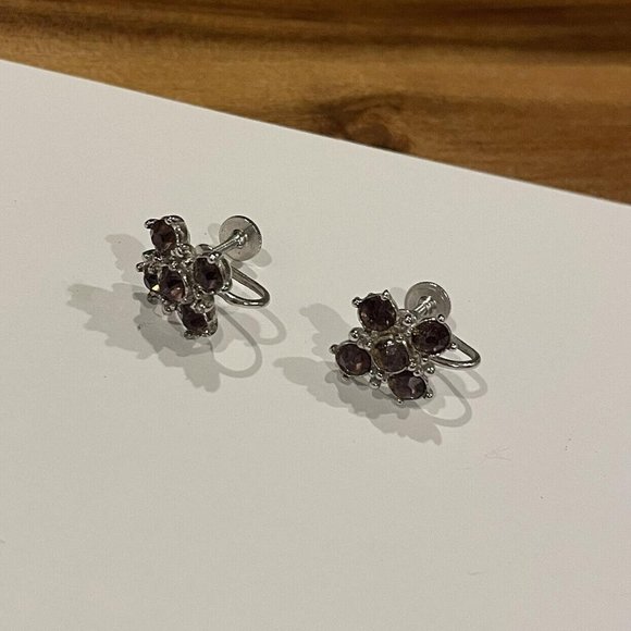 Bogoff | Jewelry | Signed Bogoff Silver Tone Purple Rhinestone Screw On ...